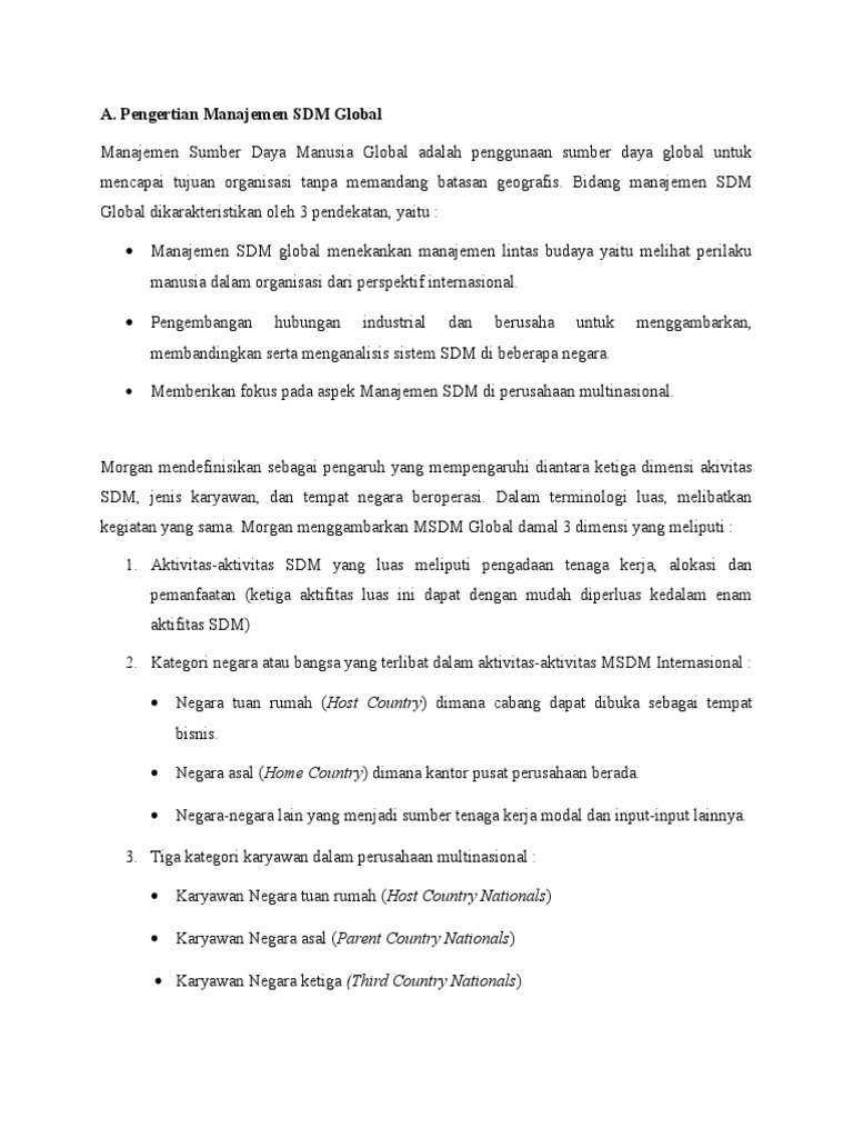 Manajemen SDM Global | PDF
