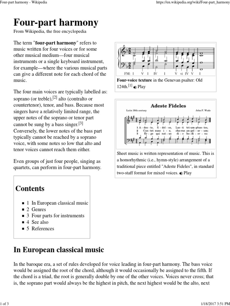 Four-Part Harmony - Wikipedia | PDF | Quartet | Harmony