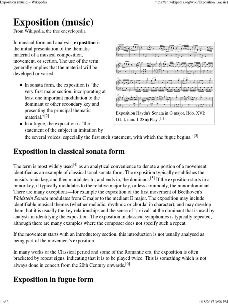 Exposition (Music) - Wikipedia | Music Theory | Elements Of Music