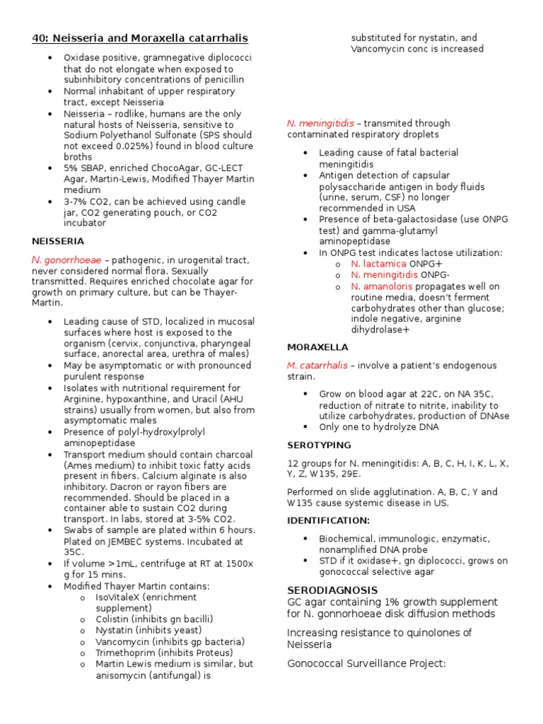 40 Neisseria Moraxella Catarrhalis | PDF | Clinical Pathology | Microbiology