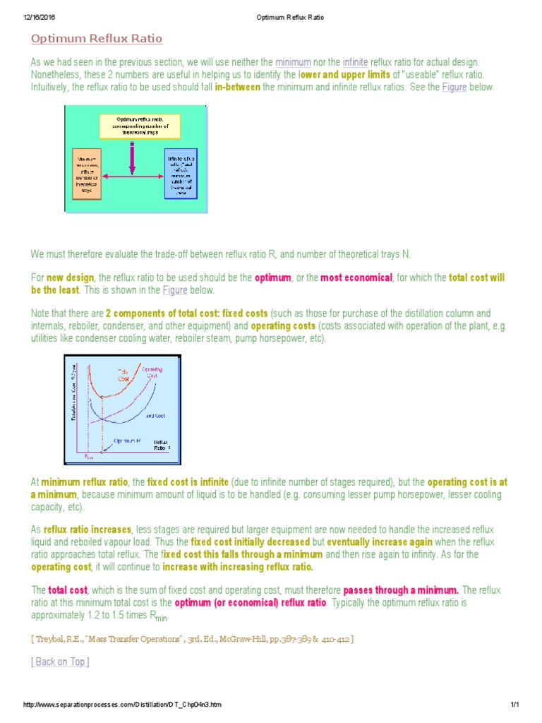 Optimum Reflux Ratio in Distillation | PDF | Science & Mathematics ...