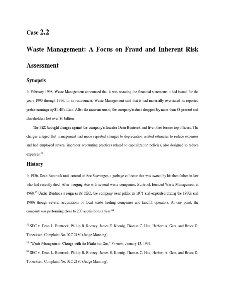 Waste Management: A Focus On Fraud and Inherent Risk Assessment | PDF ...
