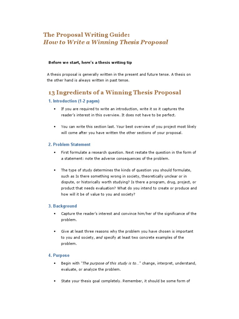 How To Write A Winning Thesis Proposal: The Proposal Writing Guide ... How To Write A Winning Thesis Proposal: The Proposal Writing Guide ...