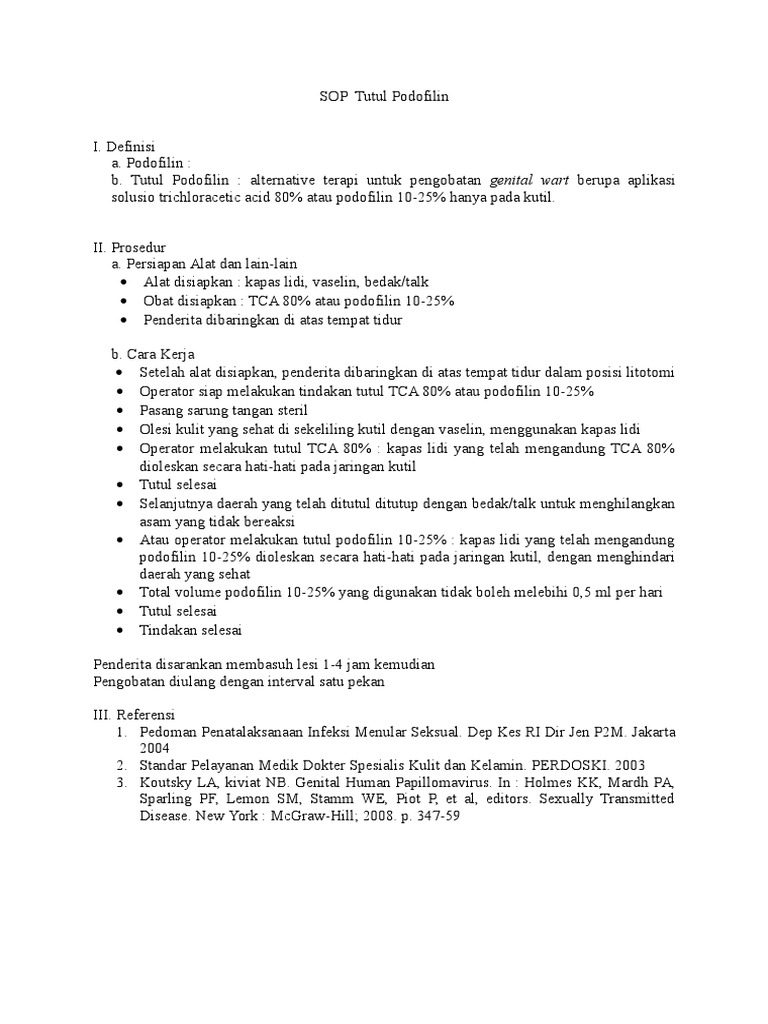 SOP Tutul Podofilin | PDF