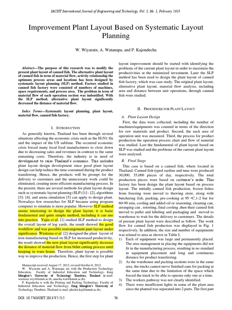 Improvement Plant Layout Based On Systematic Layout Planning | PDF ...