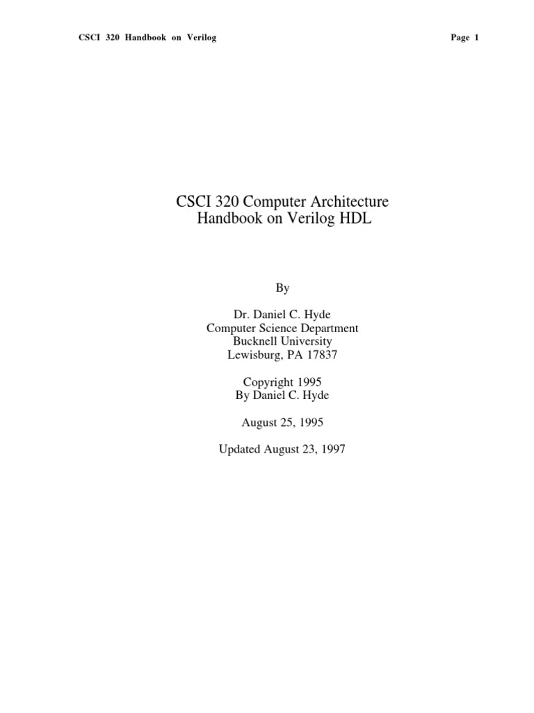 Handbook On Verilog Hdl Pdf Hardware Description Language Parameter Computer Programming