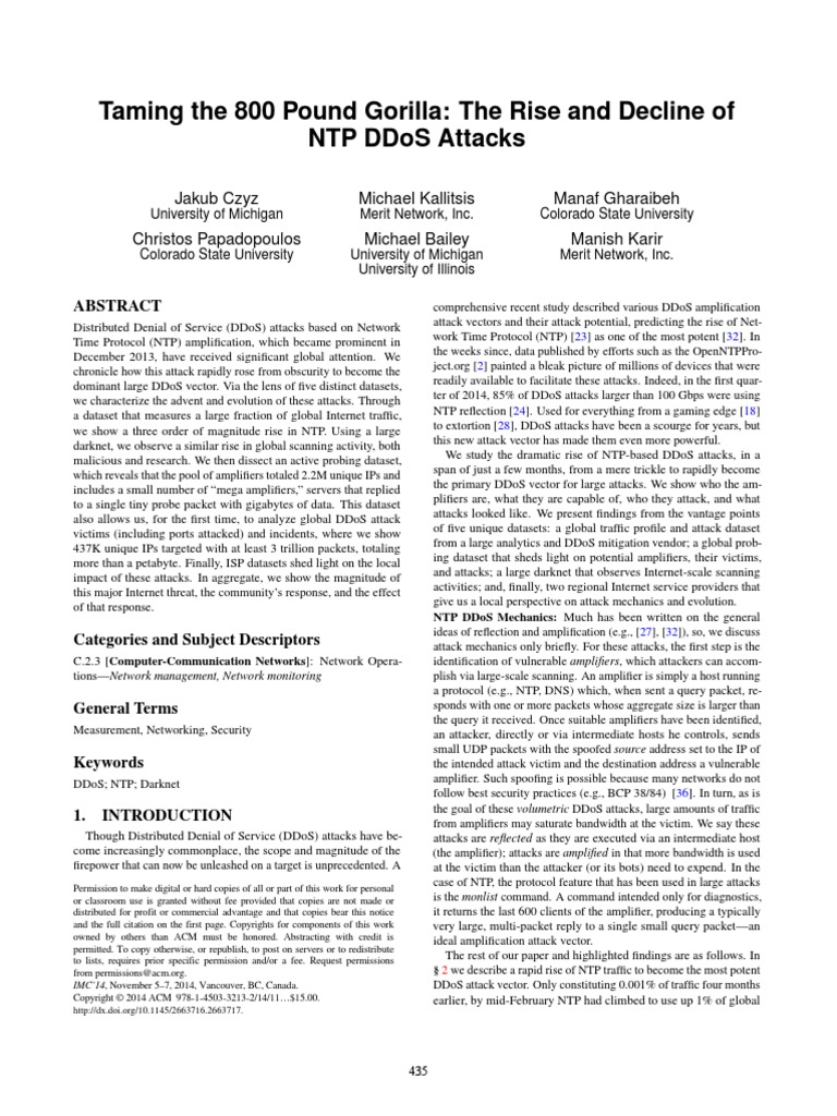 The Rise and Fall of NTP DDOS Attacks | PDF | Denial Of Service Attack | Port (Computer Networking)