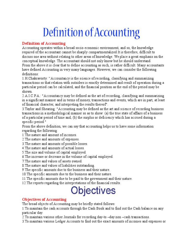 Definition of Accounting | PDF | Theory | Reason