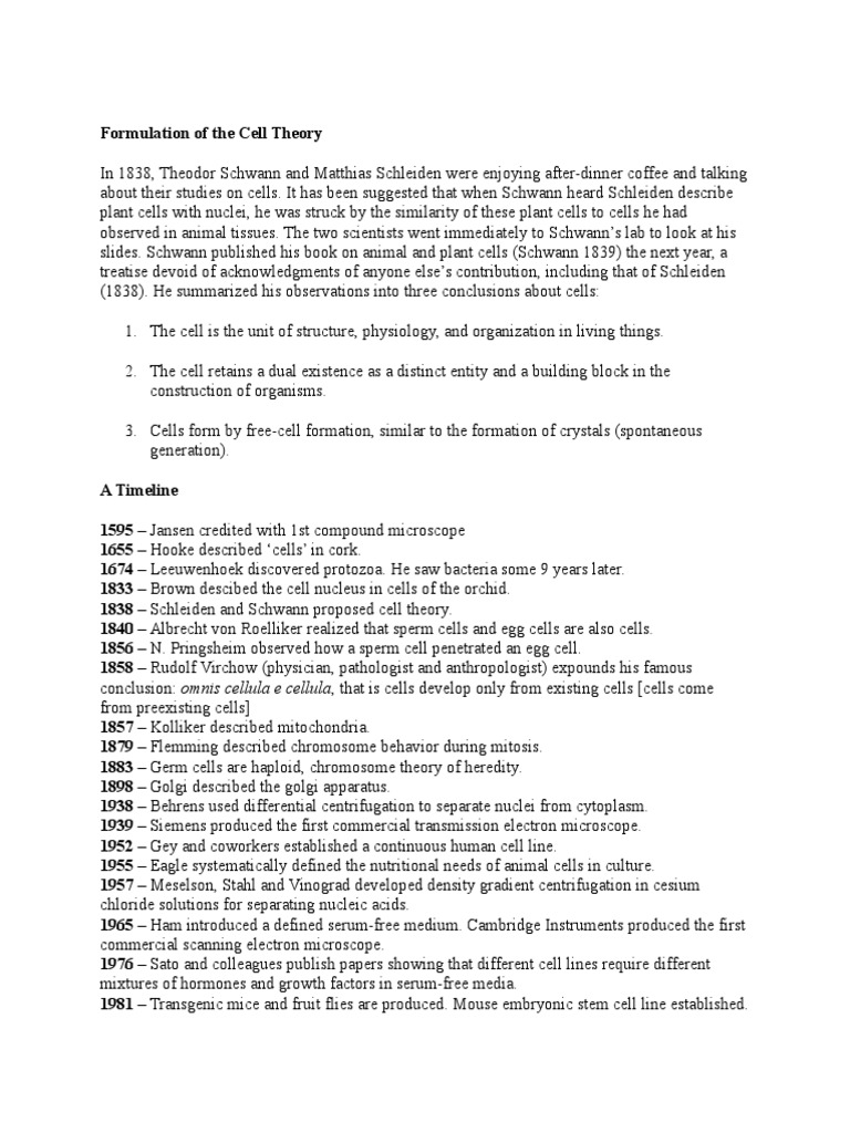 Formulation of Cell Theory in 1838 | PDF | Cell (Biology) | Life Sciences