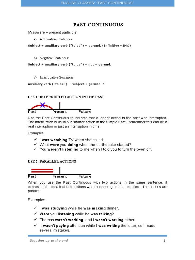 Past Continuous: Use 1: Interrupted Action in The Past | PDF | Verb ...
