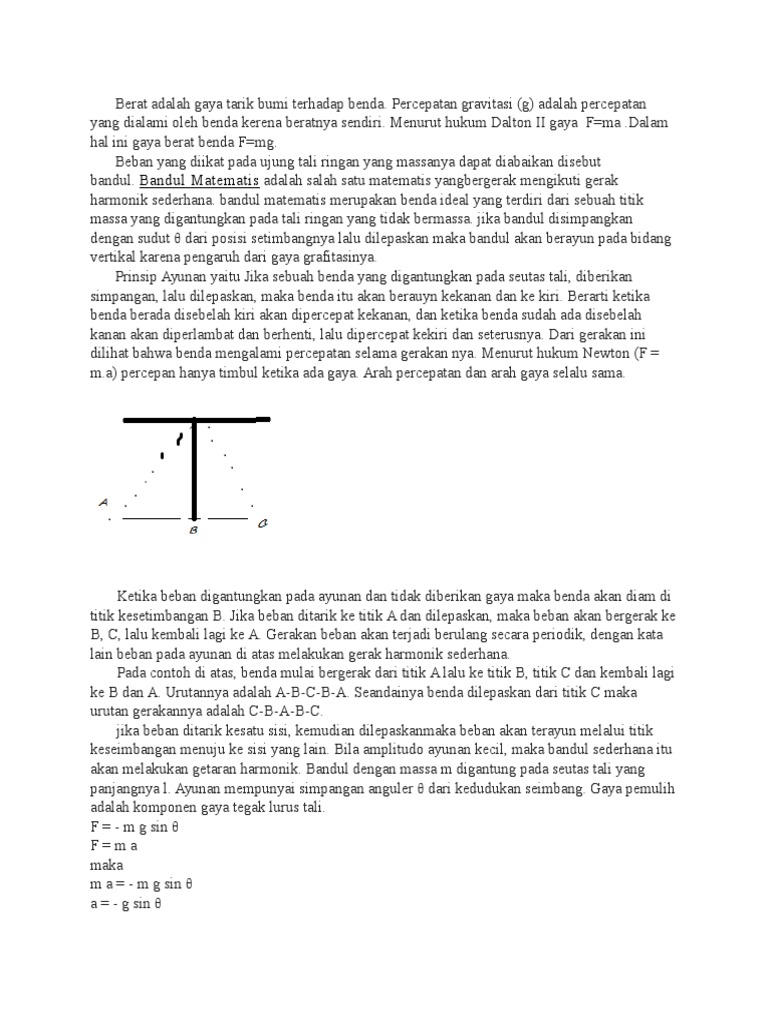 Gerakan dan Periode Bandul Sederhana | PDF