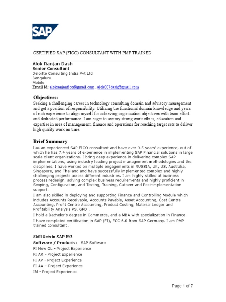 Objectives:: Alok Ranjan Dash | PDF | Consultant | Business