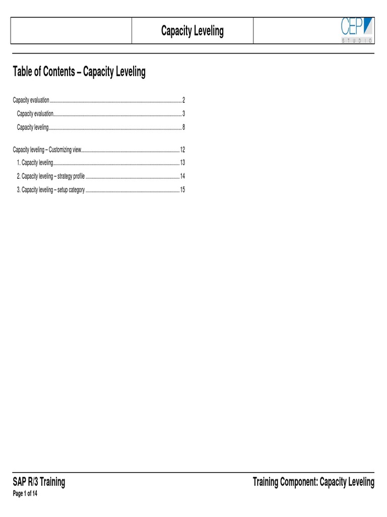 SAP - Capacity Leveling | PDF
