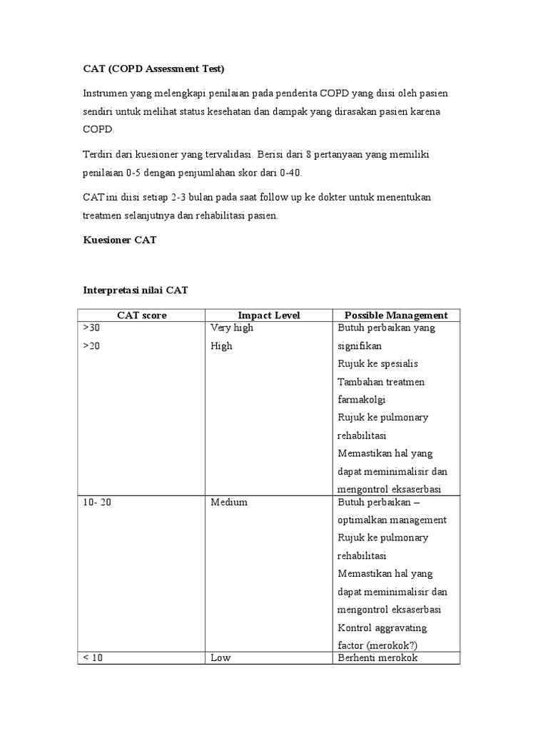 CAT (COPD Assessment Test) | PDF | Kesehatan Holistik