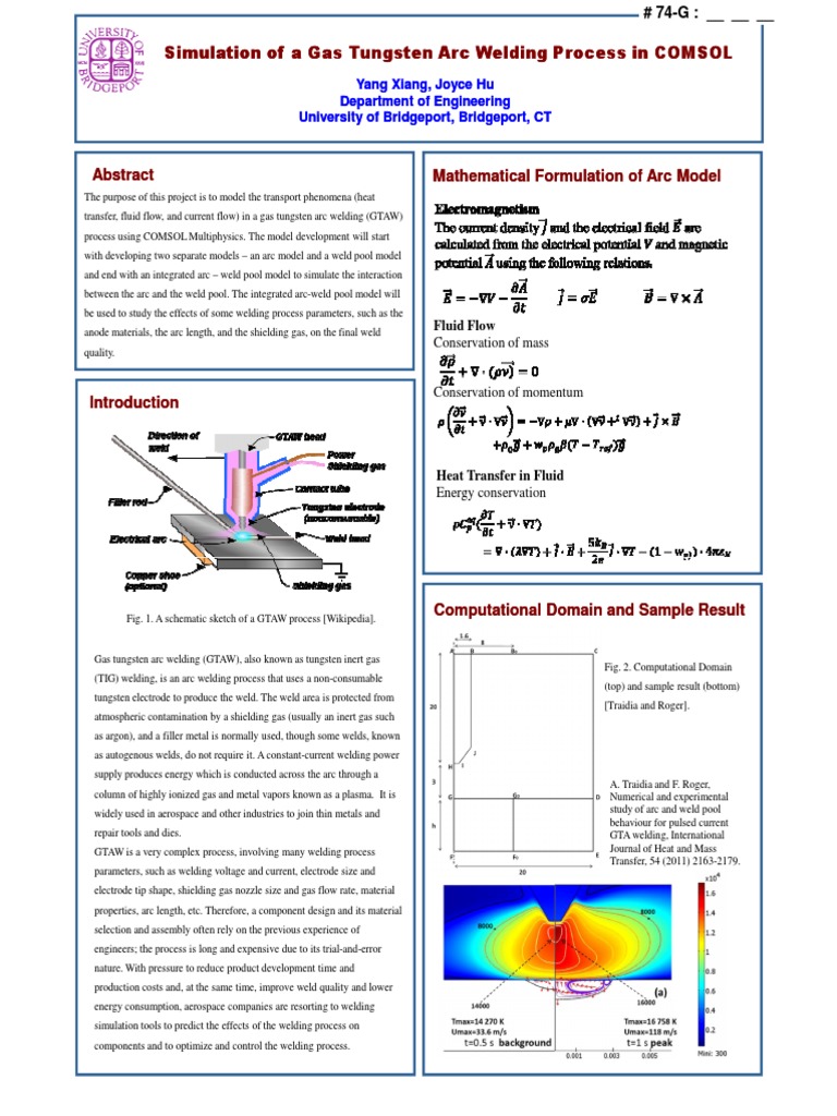 Simulation of A Gas Tungsten Arc Welding Process in COMSOL Simulation ...