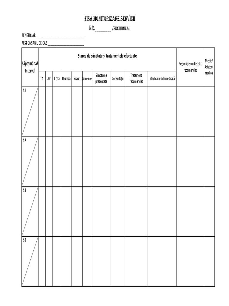Fisa monitorizare servicii