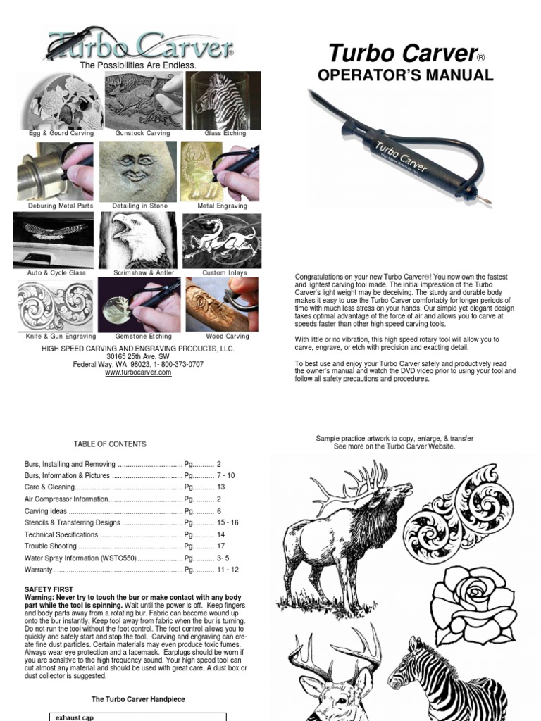 Turbo Carver Operator's Manual | PDF | Casting | Engraving