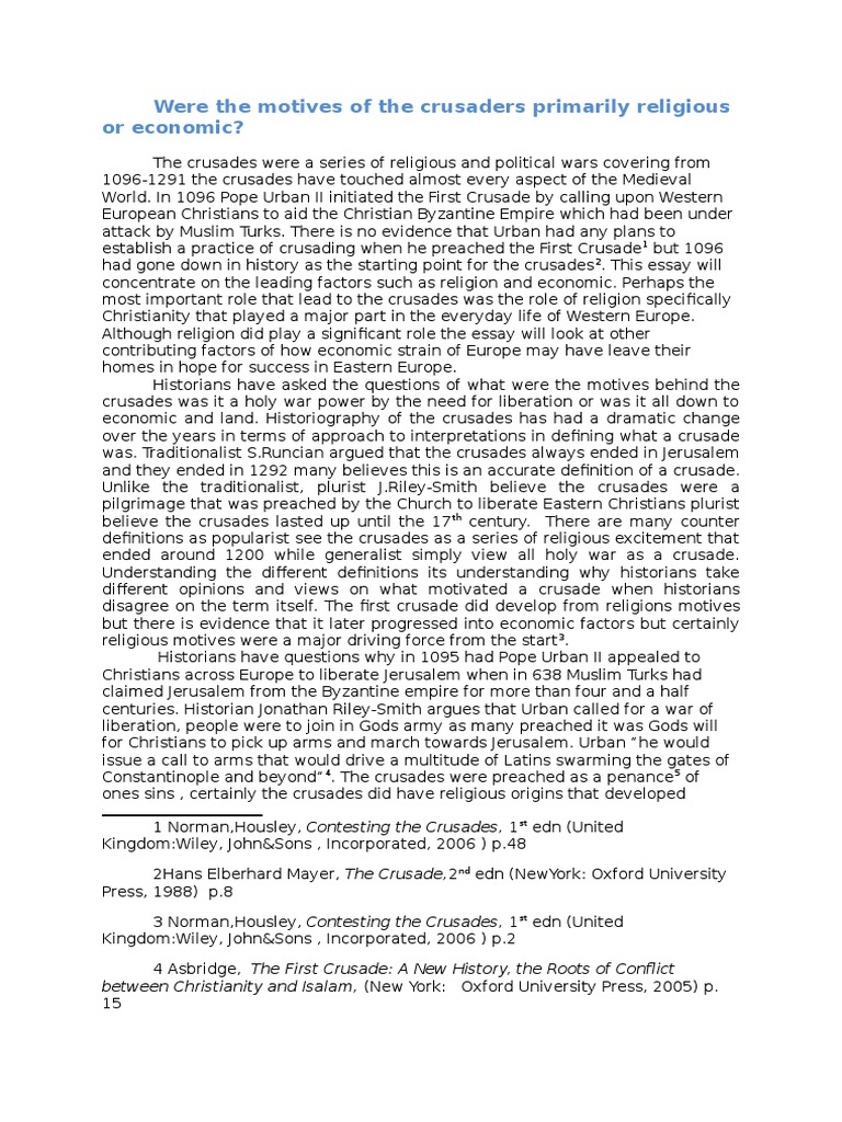 Were The Motives of The Crusaders Primarily Religious or Economic ...