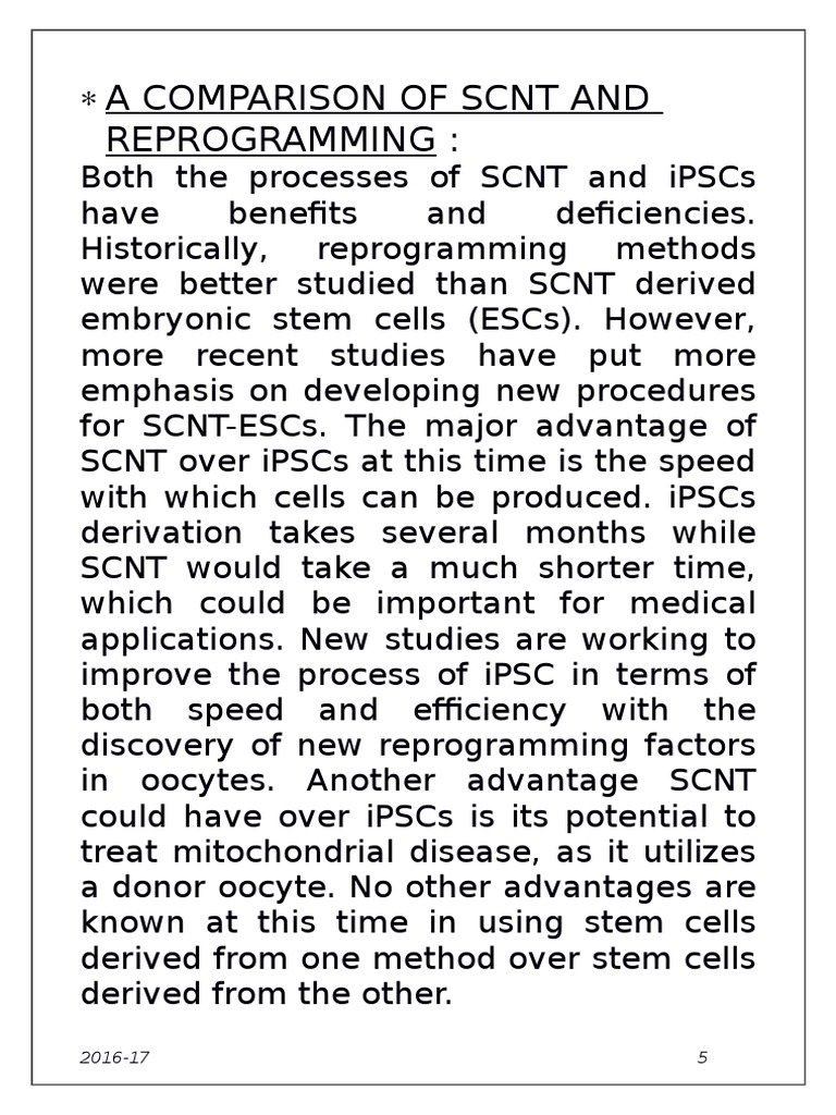 A Comparison of SCNT and Reprogramming | PDF