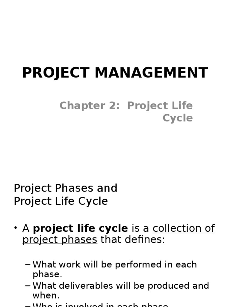 Project Management Chapter 2 Project Life Cycle Pdf Project