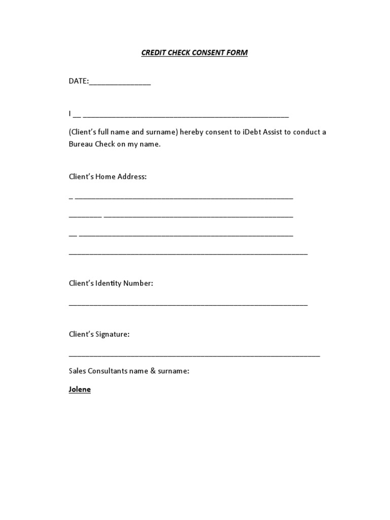 Credit Check Consent Form | PDF