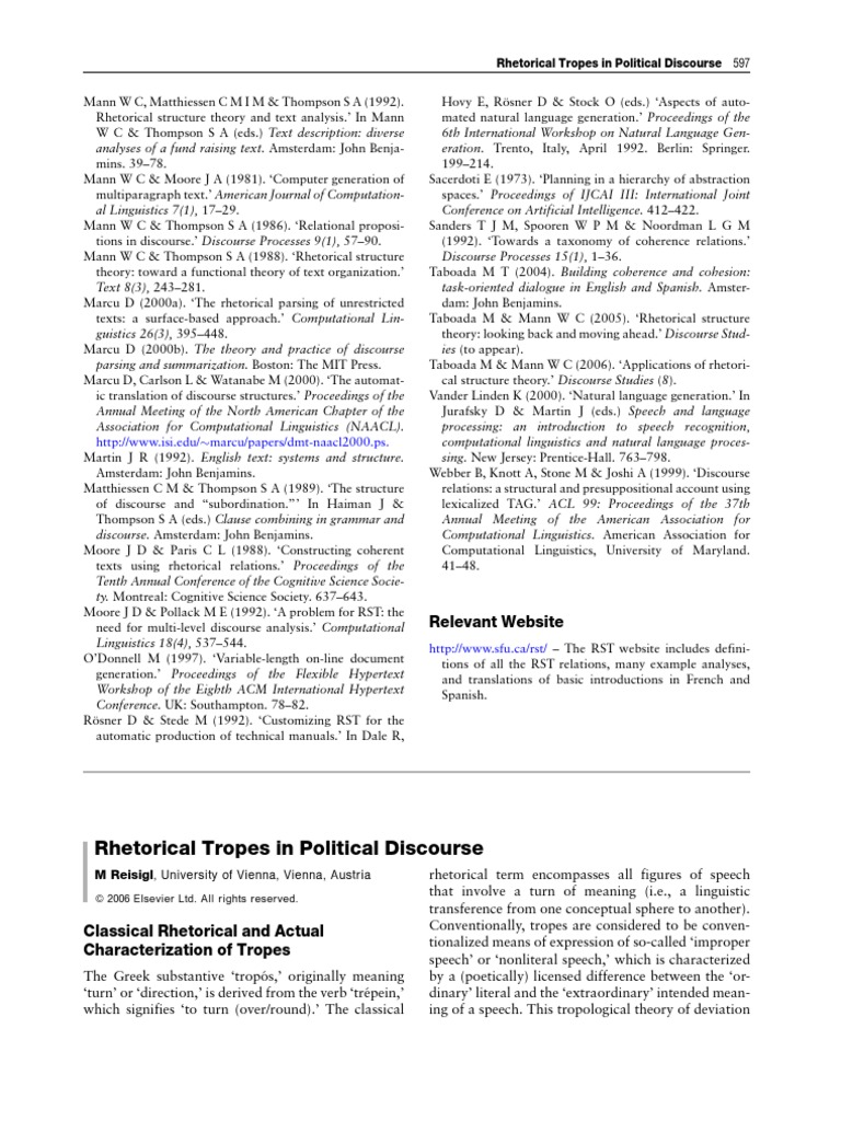 Rhetorical Tropes in Political Discourse: Relevant Website | PDF