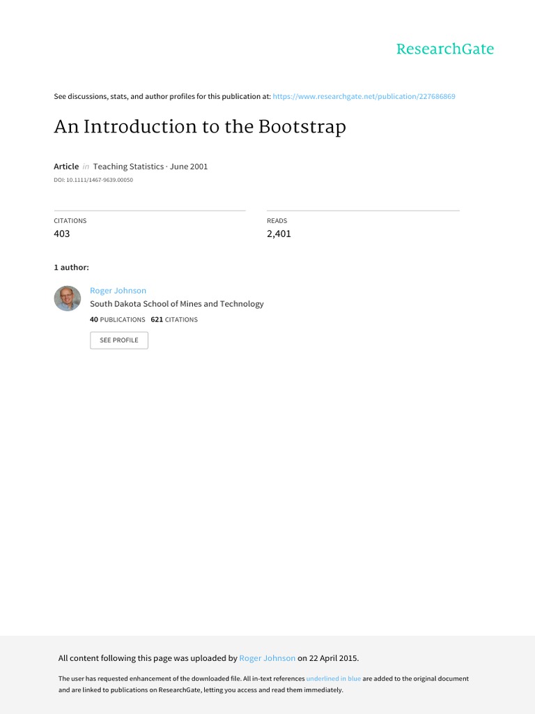 Bootstrap Methods in Statistics | PDF | Bootstrapping (Statistics) | Standard Error