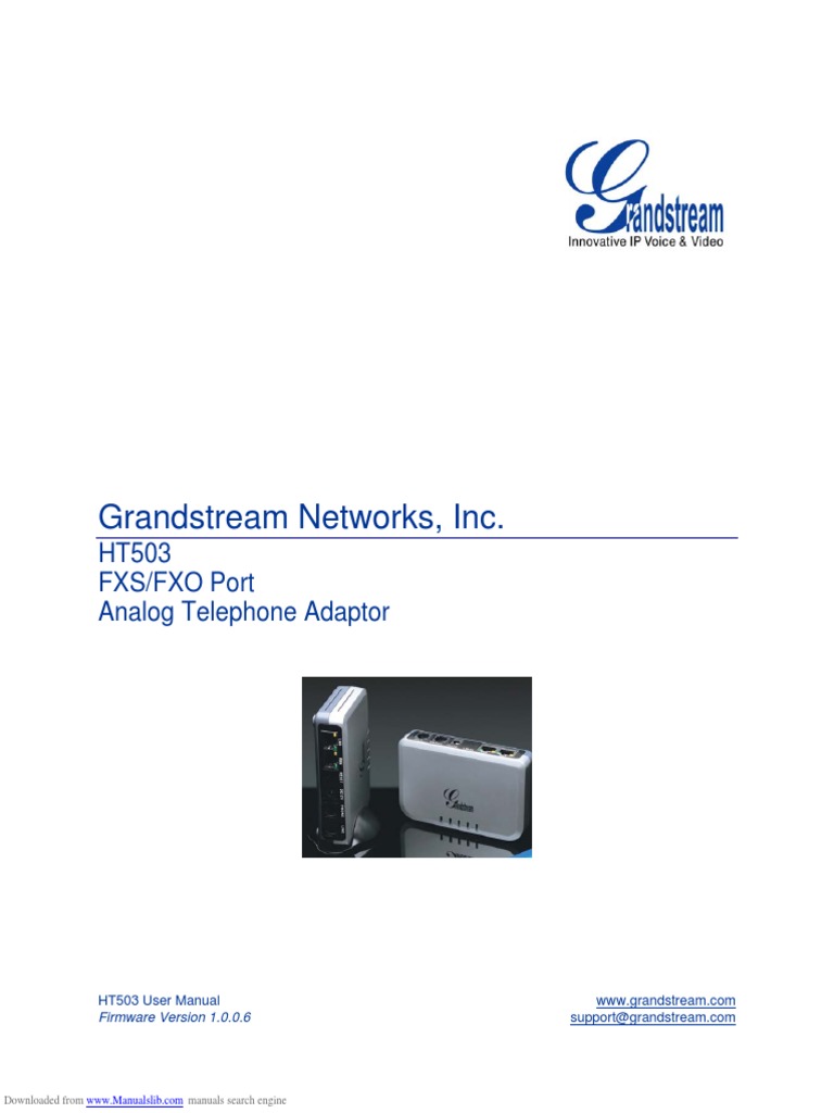Grandstream Networks, Inc.: HT503 FXS/FXO Port Analog Telephone Adaptor ...
