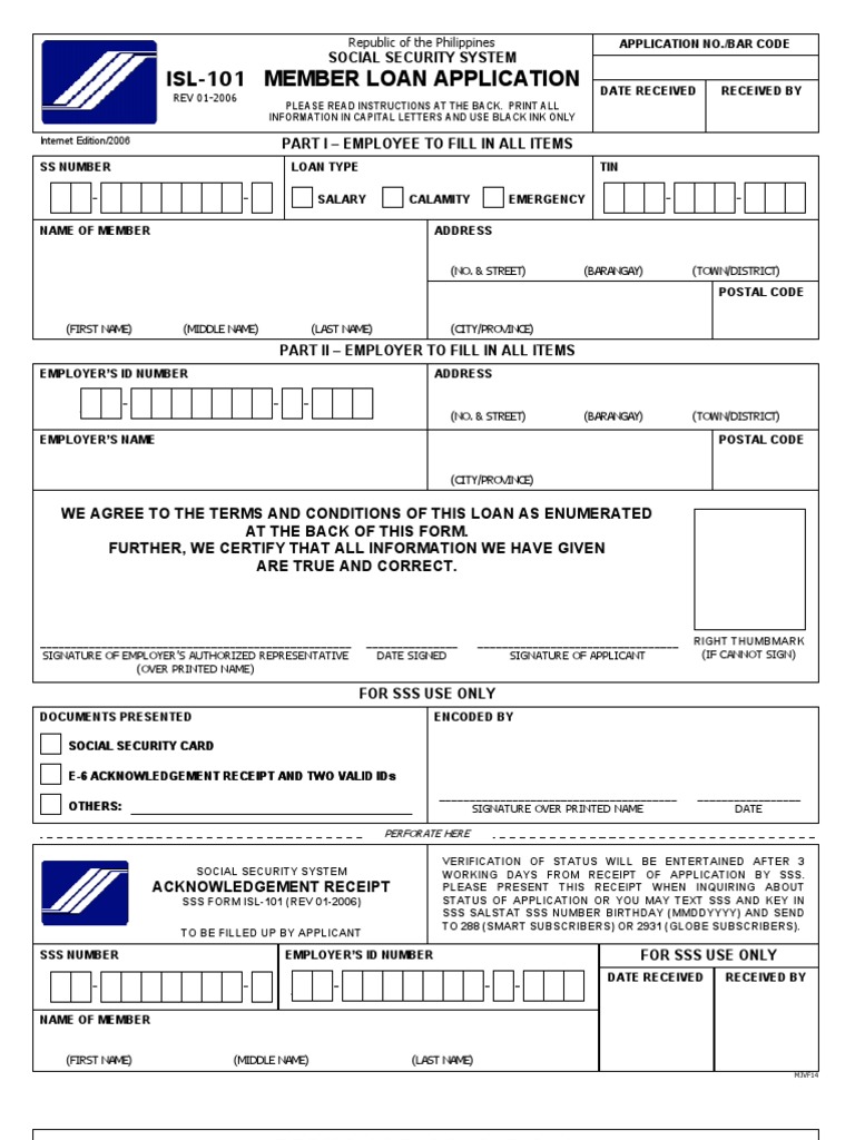 SSS Member Loan Application Form | Social Security (United States) | Loans