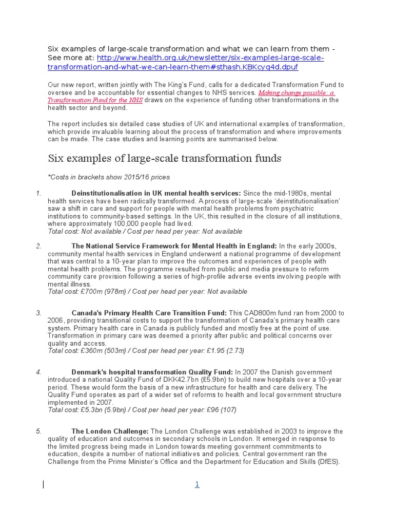 Six Examples of Large-Scale Programs | PDF | Agriculture | National ...