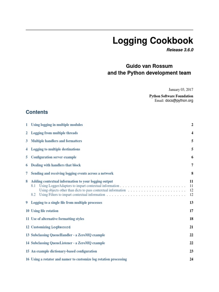 Howto Logging Cookbook | PDF | Parameter (Computer Programming ... Howto Logging Cookbook | PDF | Parameter (Computer Programming ...
