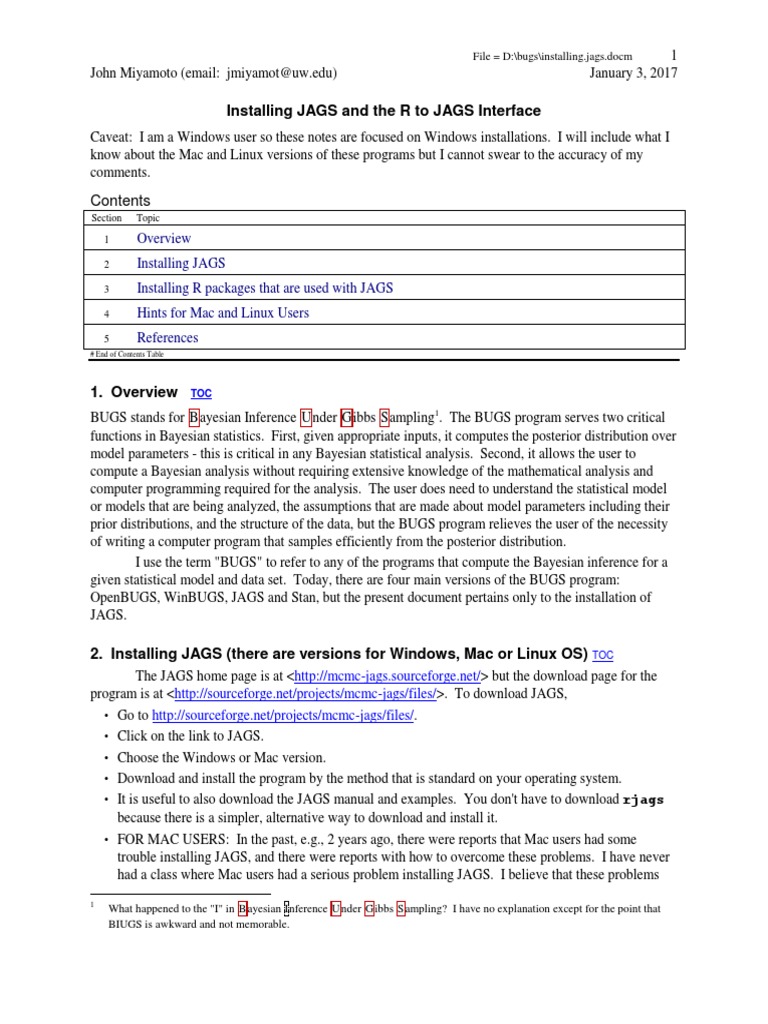 Installing JAGS and The R To JAGS Interface | PDF | Statistical ...