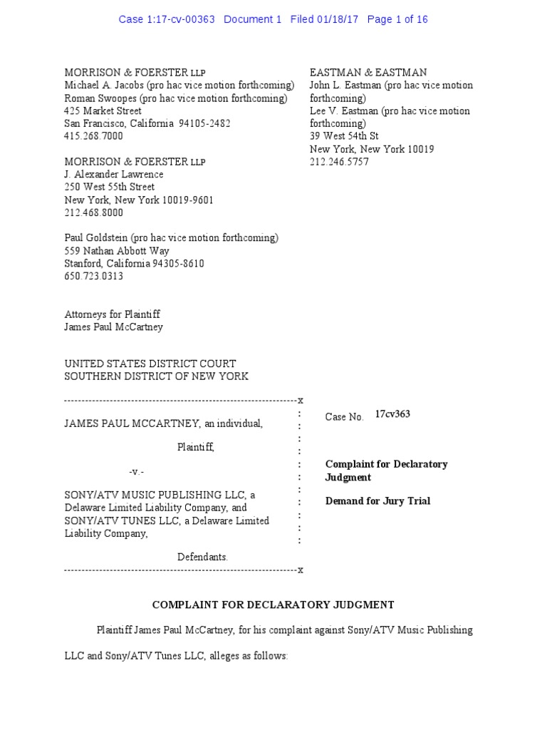 Complaint For Declaratory Judgment Demand For Jury Trial | PDF ...