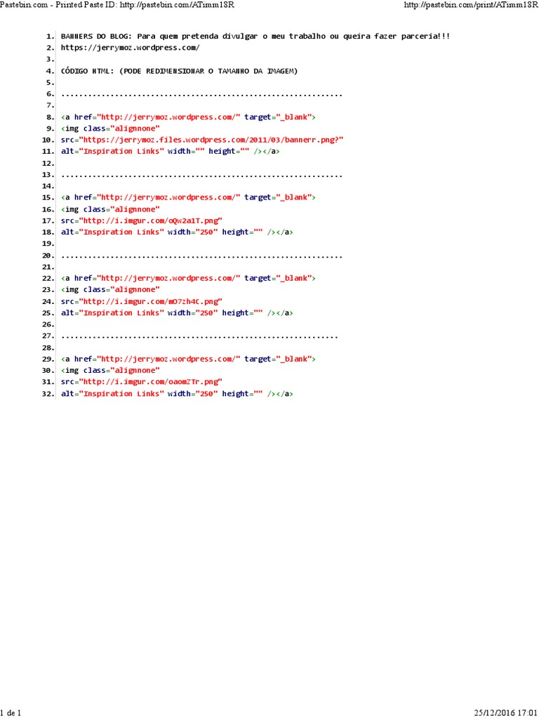 HTML Code for Blog Banners | PDF