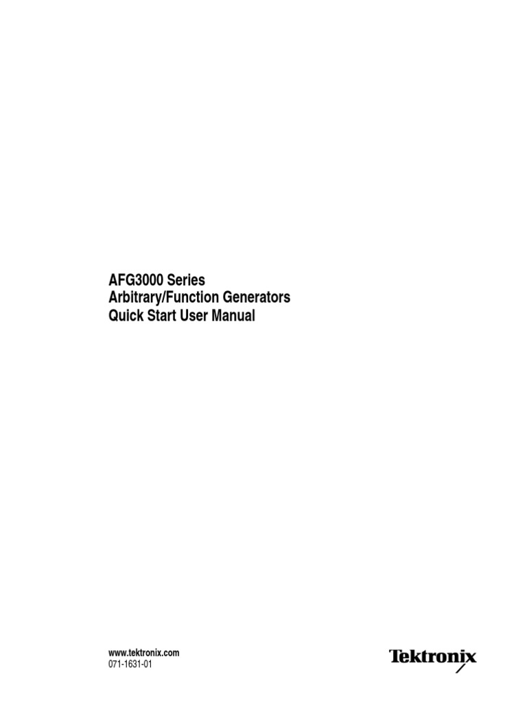 Tektronix Afg3000 Series Arbitrary Function Generators Quick Start