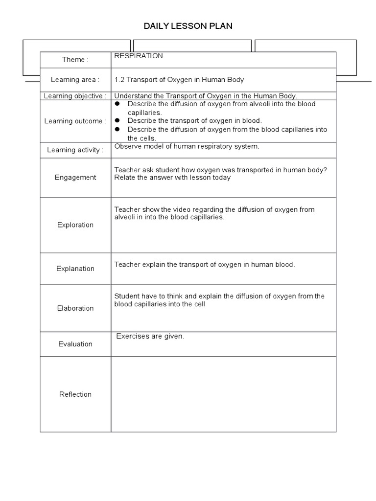 Daily Lesson Plan f3 | PDF | Respiratory System | Lesson Plan