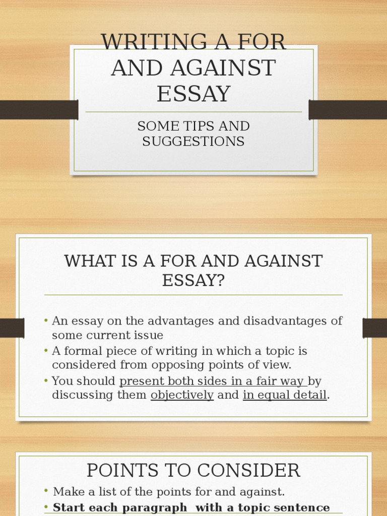 Writing A For and Against Essay: Some Tips and Suggestions | PDF ...