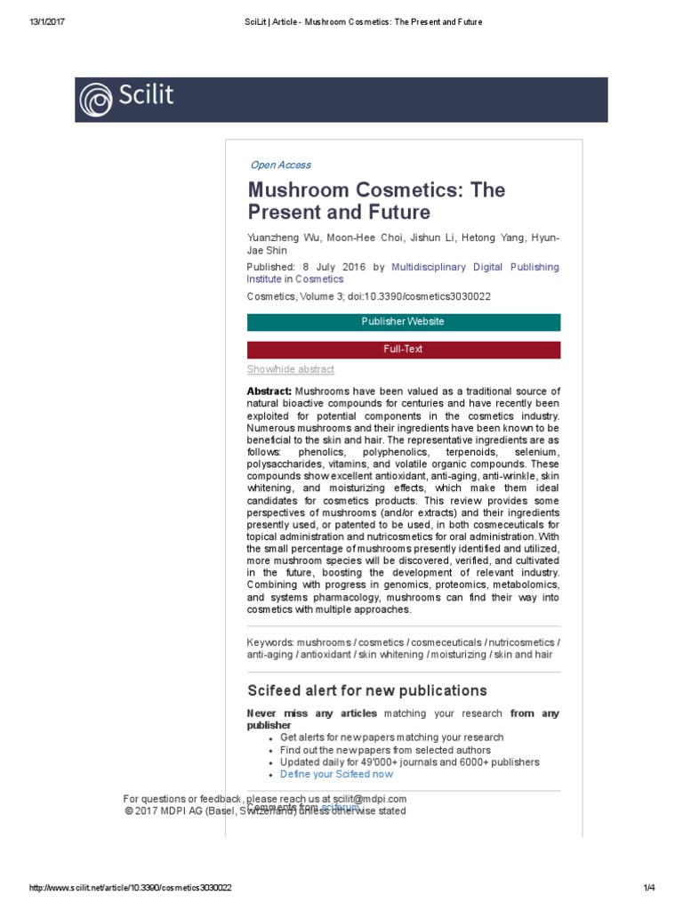 YuanzhengWu Mushroom Cosmetics | PDF | Science & Mathematics
