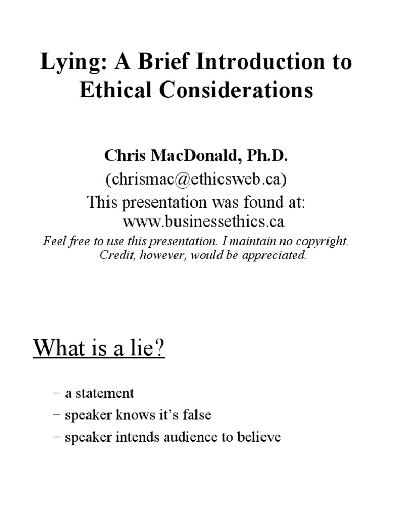 Ethical Implications of Lying | PDF