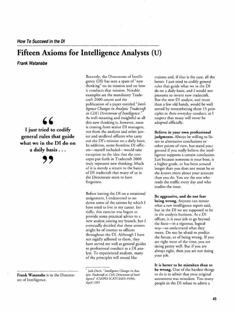 Intelligence: Analysts | PDF | Intelligence Analysis | National Security