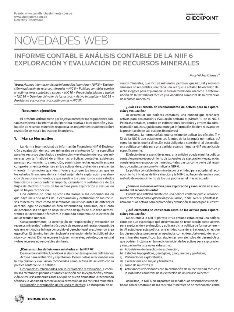 Analisis Contable e Informe Contable de La NIIF 6 Exploracion y ...