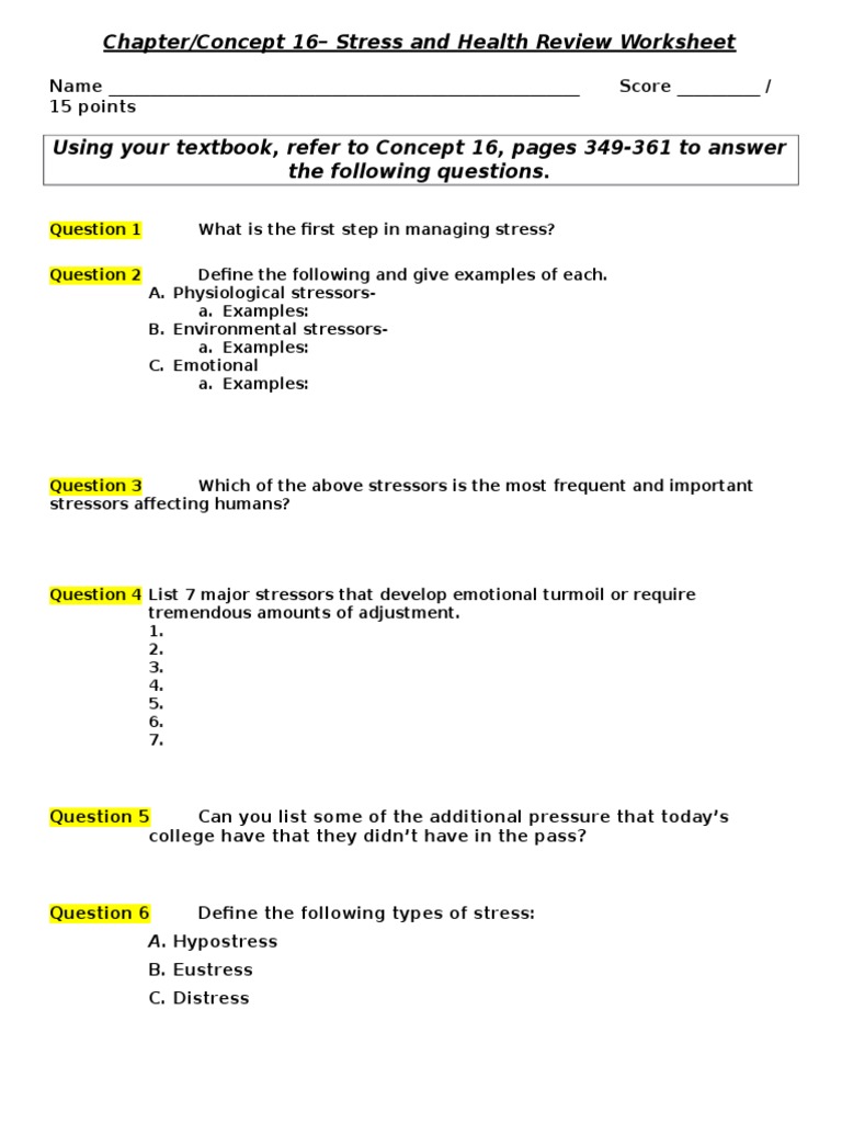 Chapter 16 Review Worksheet | PDF