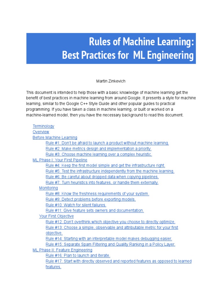 Rules of Machine Learning | PDF | Machine Learning | Prediction