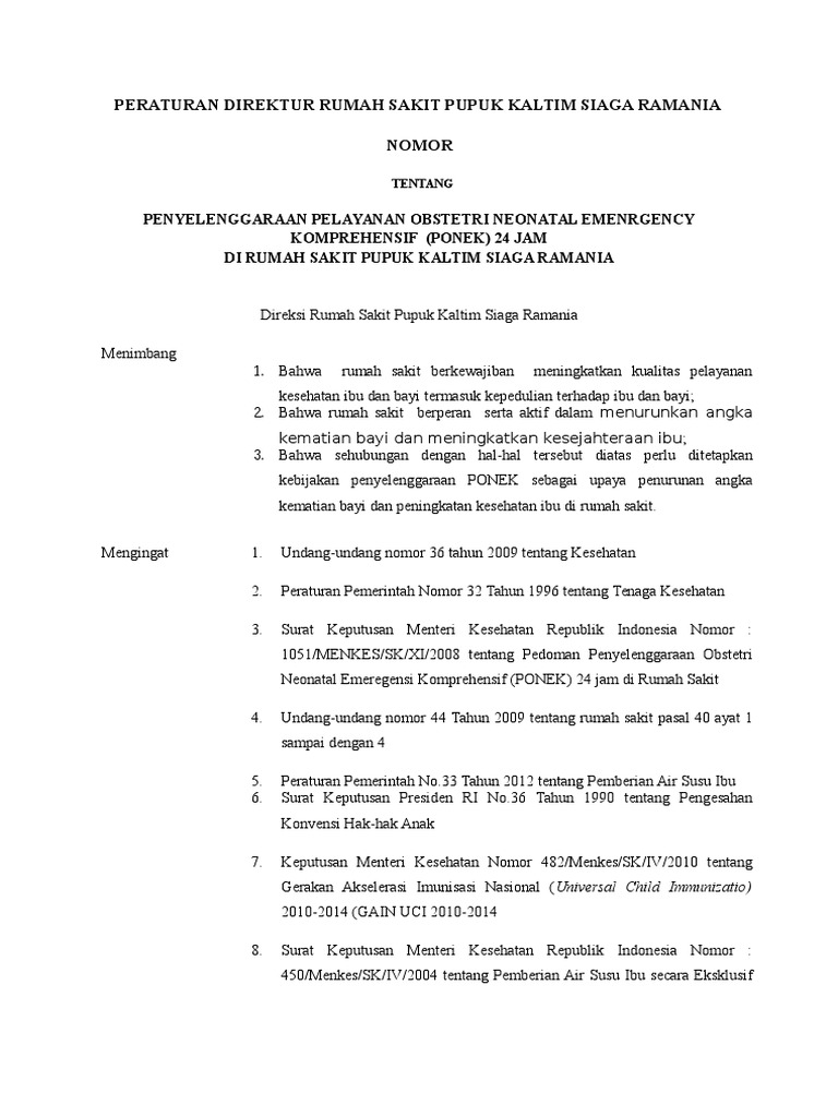 Kebijakan Ponek 24 Jam | PDF | Pengembangan Diri