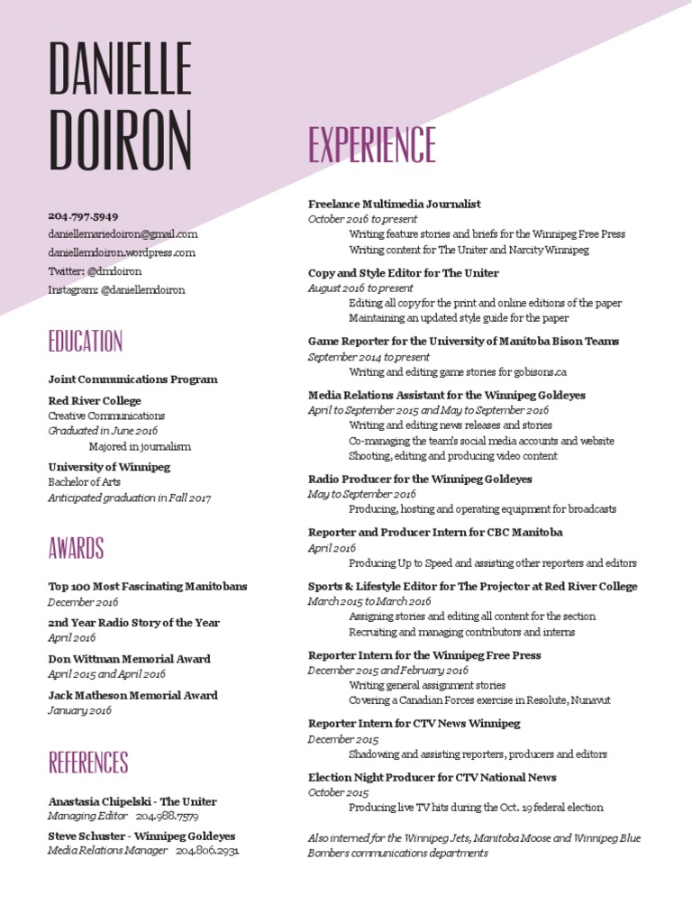Danielle Doiron Resume | PDF | Social Science
