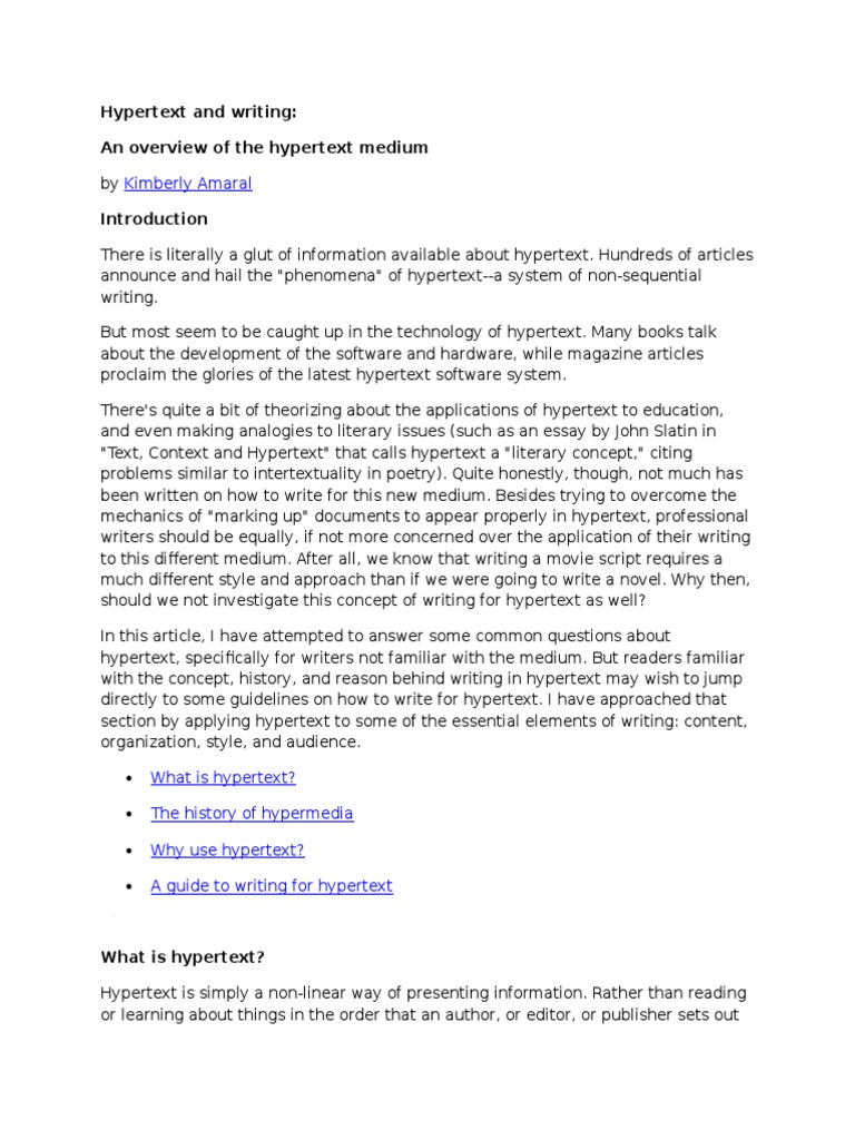 Writing for Hypertext: A Guide | PDF | Hypertext | Intertextuality