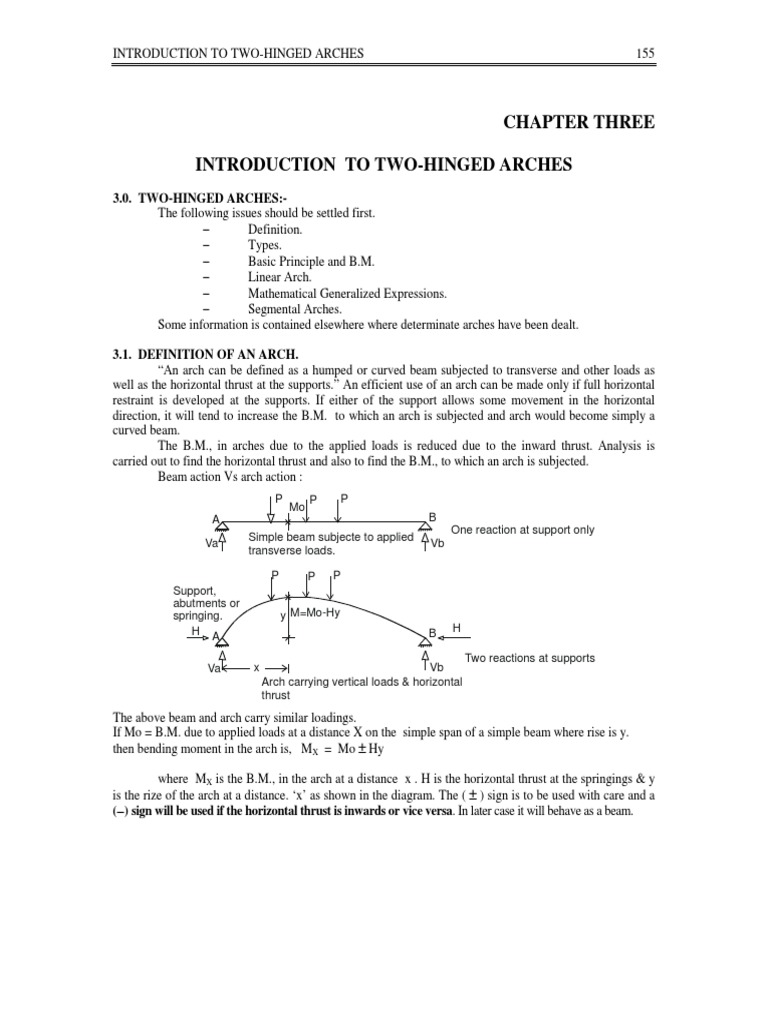Chapter Three Introduction To Two-Hinged Arches | PDF | Trigonometric Functions | Beam (Structure)