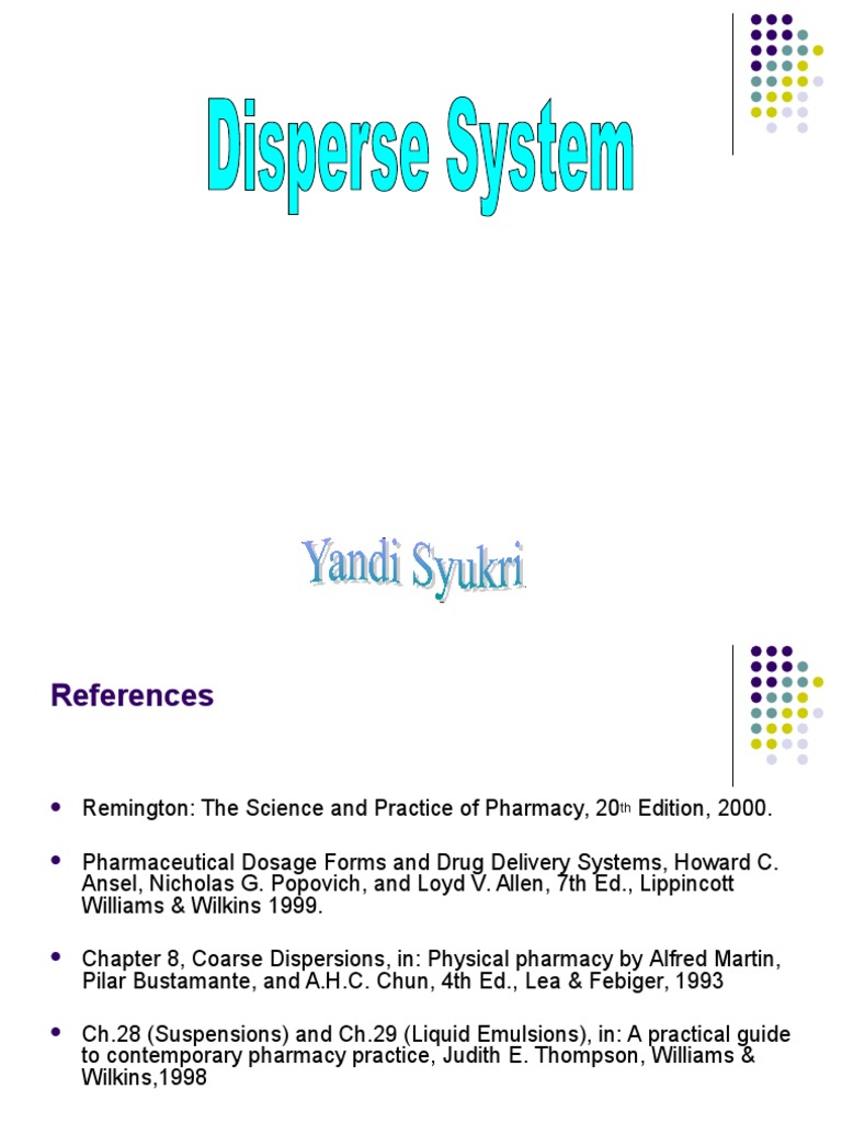 Pharmacy Disperse Systems Guide | PDF | Emulsion | Surfactant