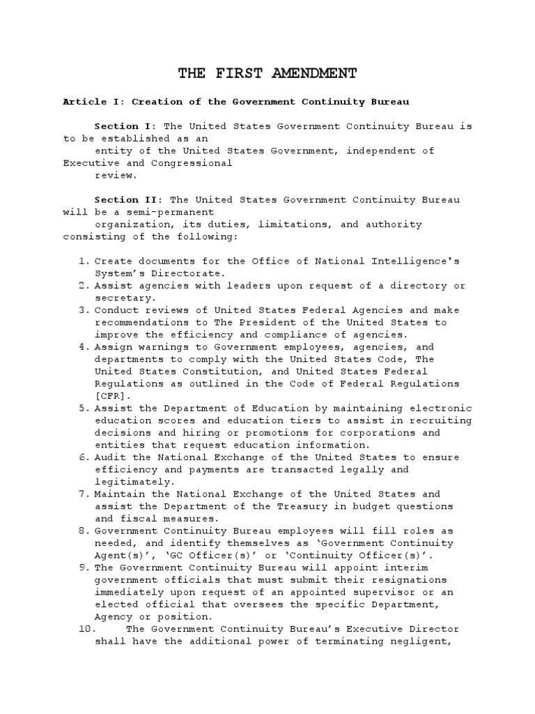 The First Amendment | Federal Government Of The United States ...