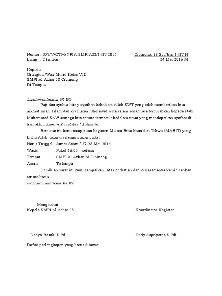 Undangan Mabit Kls 8 | PDF